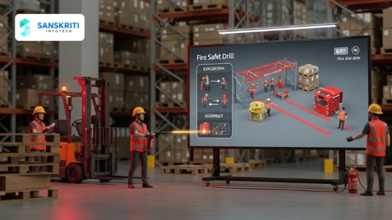 Warehouse Fire Drill Animation for Logistics Safety Training